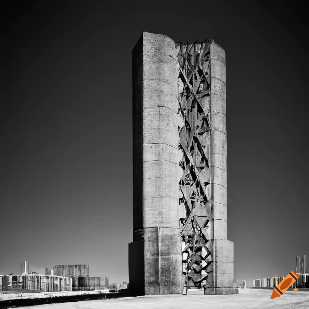 A brutalist concrete tower on Craiyon