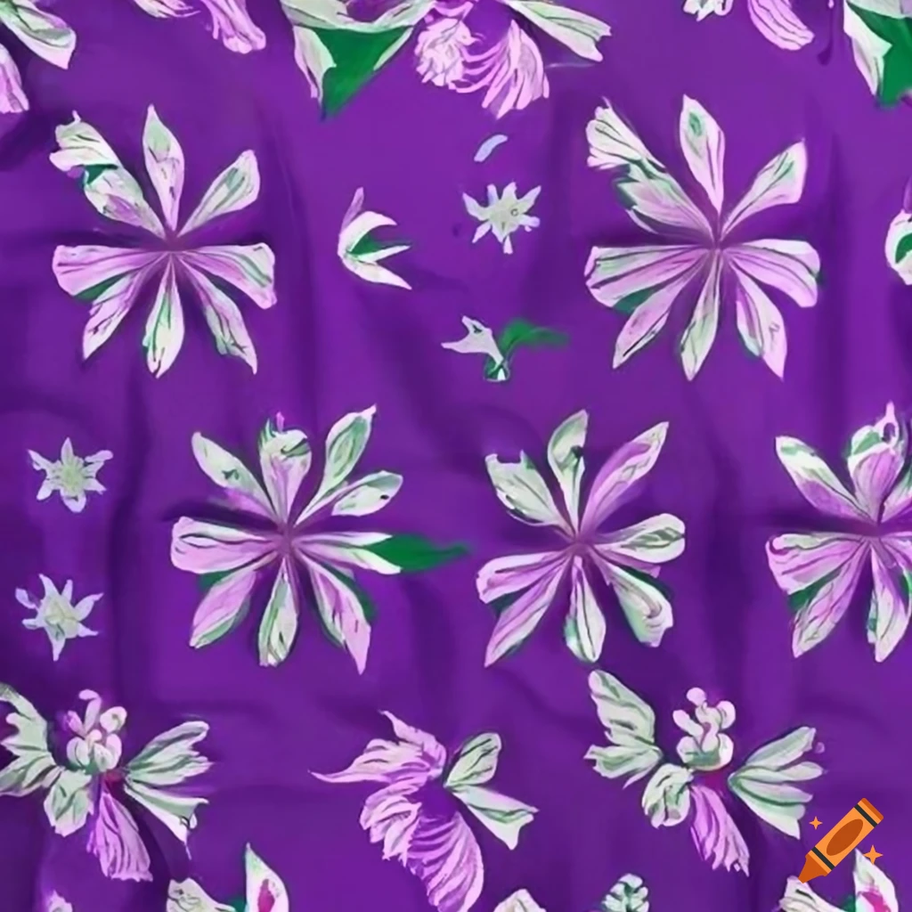 Fijian motif violet color flowers on fabric
