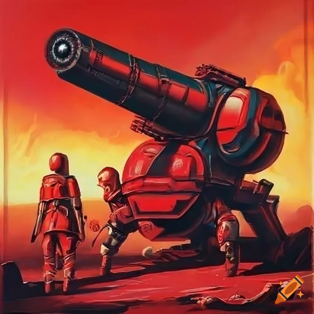 70s sci fi artillery red art