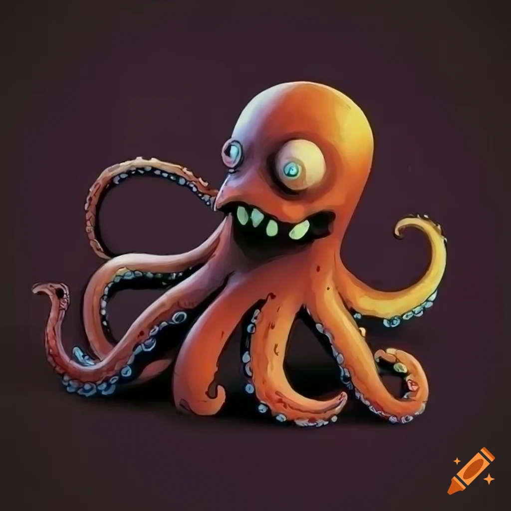 Octopus in the comic style of mike mignola