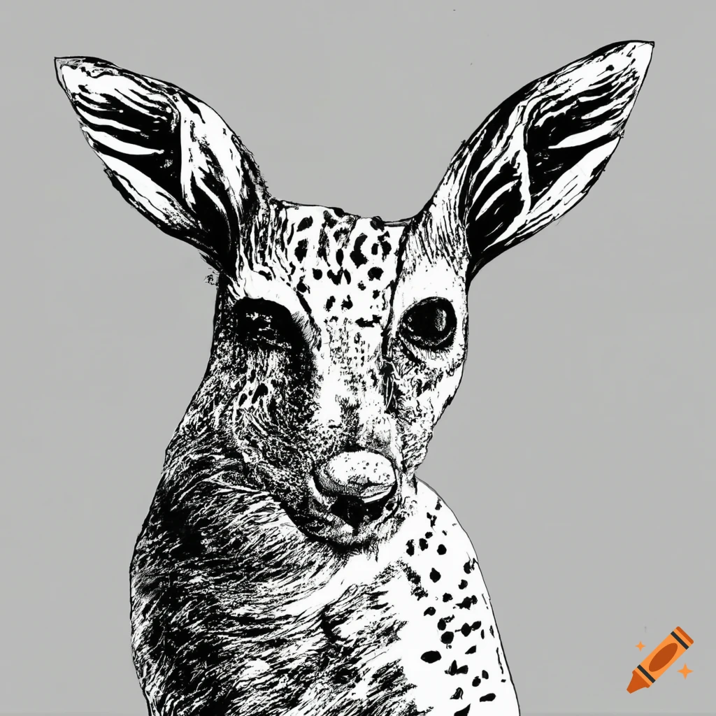 Abstract wildlife art in black ink on white background on Craiyon