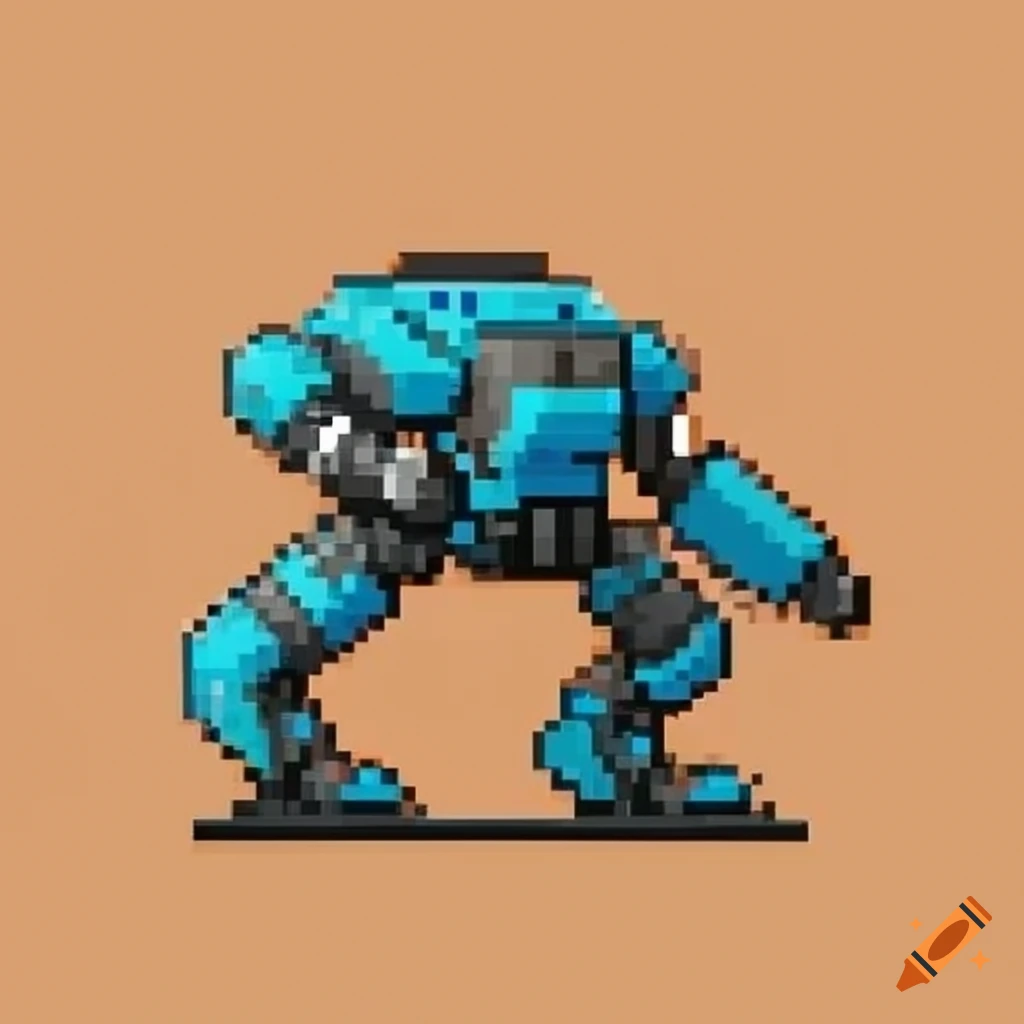 Pixel art mech design simple square shapes on Craiyon
