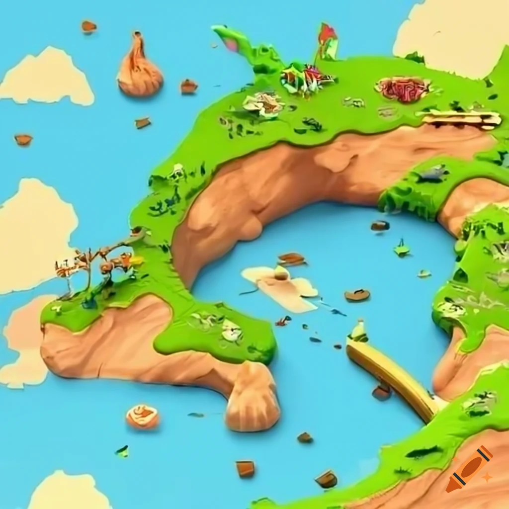 Dragon world map, simple, children, 3d, sweet