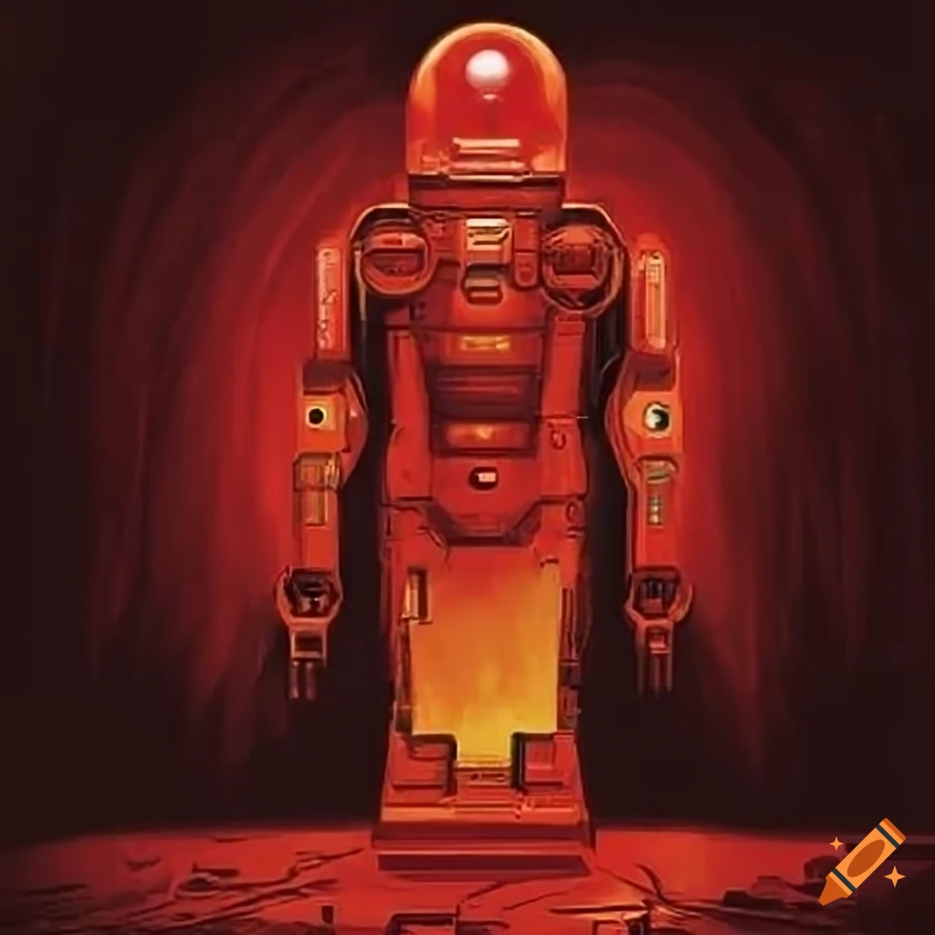 70s sci fi machine red art on Craiyon