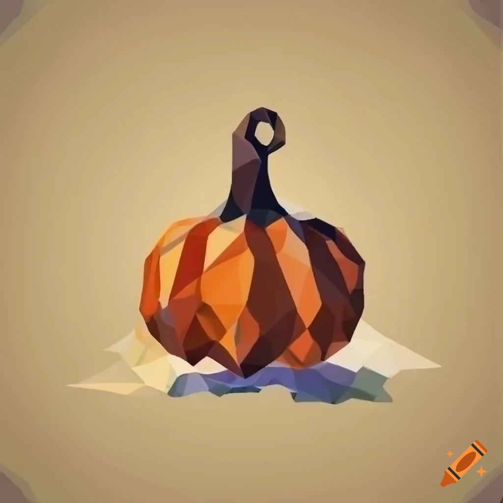 A low-poly pumpkin-shaped bell with a string on top