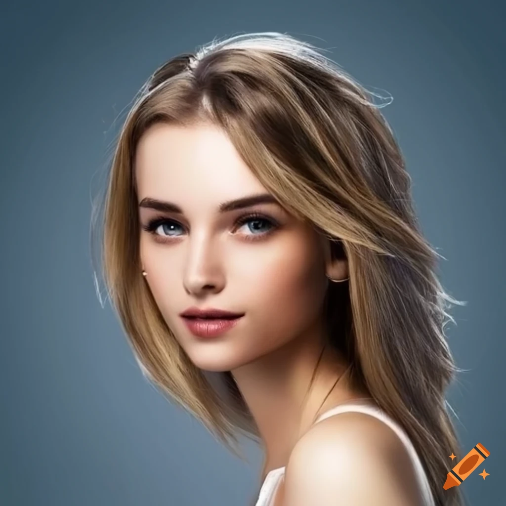 Beautiful young woman shoulder-length blonde hair on Craiyon