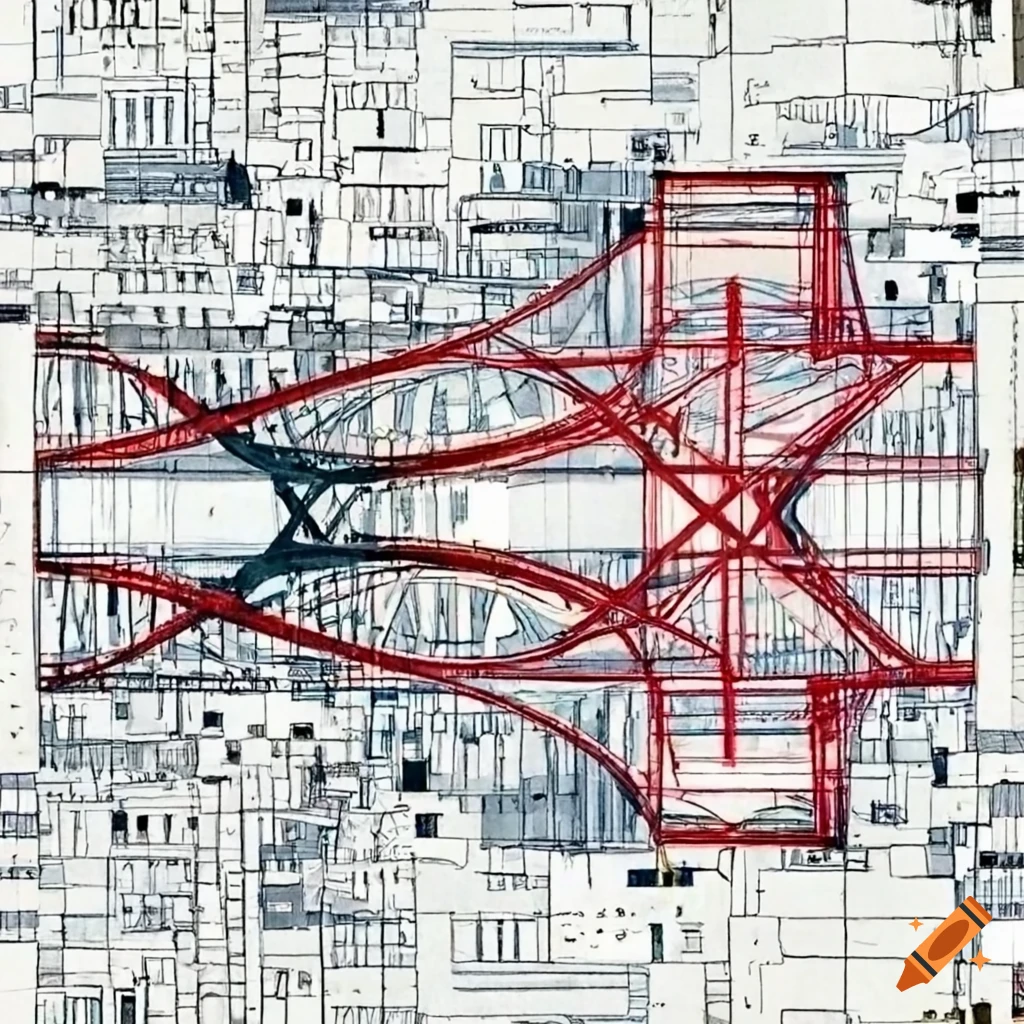Bridge city by bernard tschumi diagrams on Craiyon