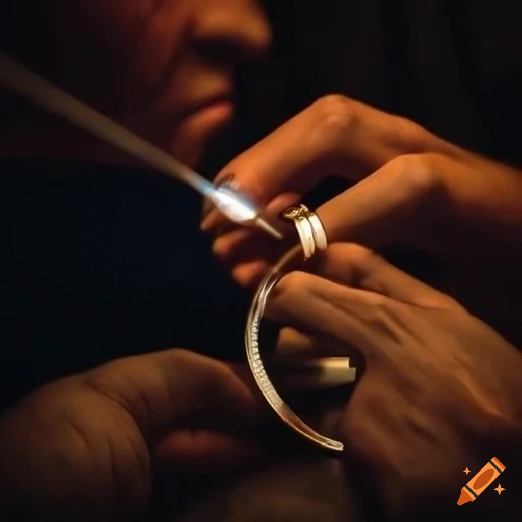 Jeweller making a ring