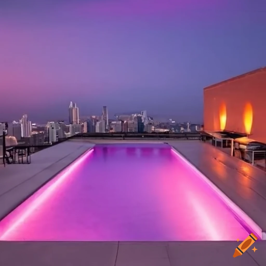 Pink rooftop pool on Craiyon