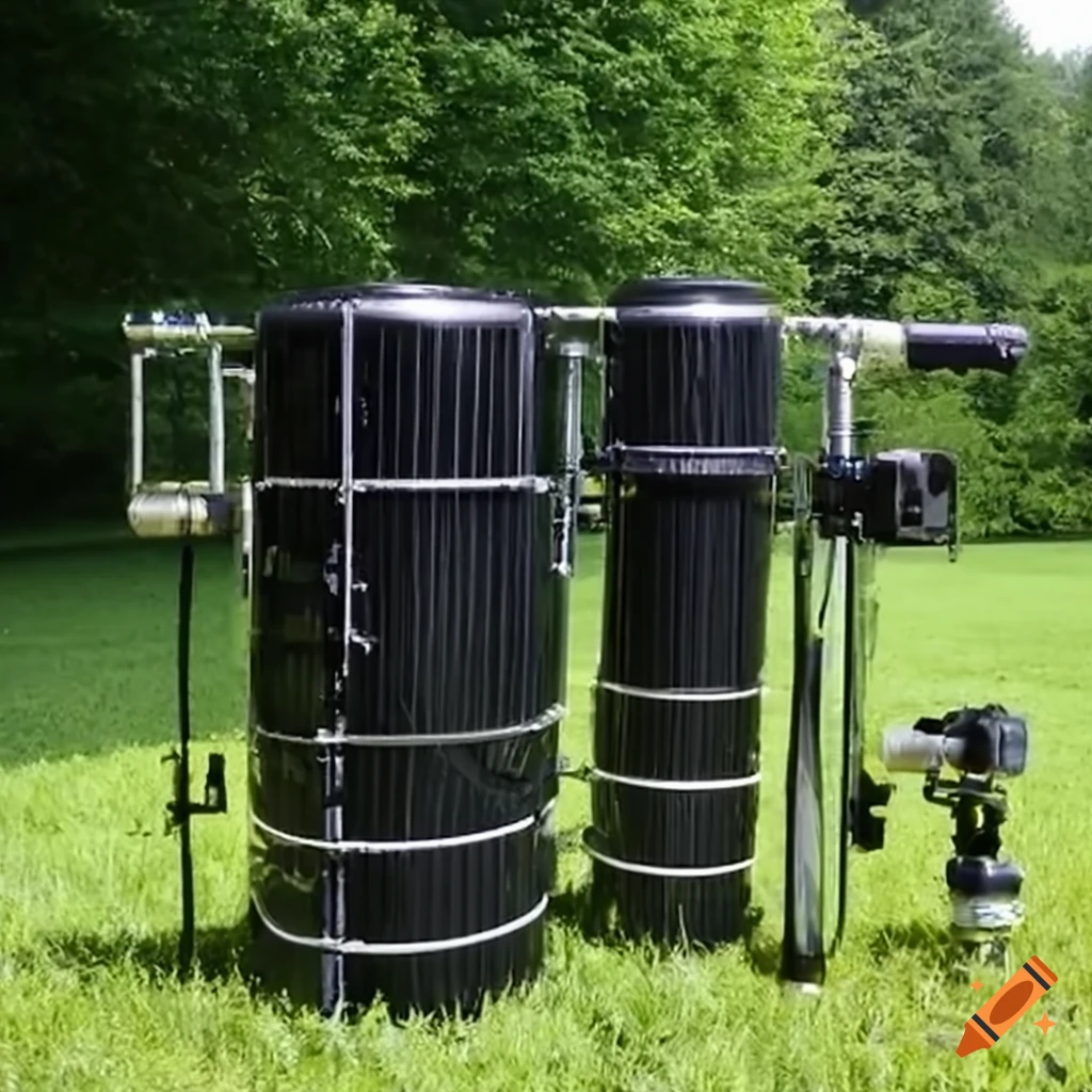 A water filtration system that is 1m wide, 1m long, cubic. powered by ...