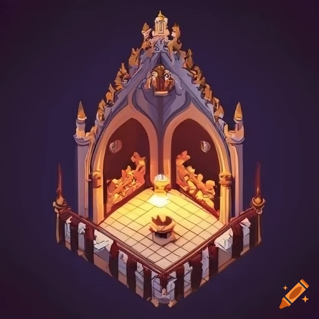 Create a throne room in isometric