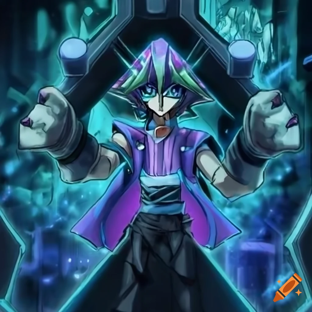 Yugioh card art, simple telekinetic machine