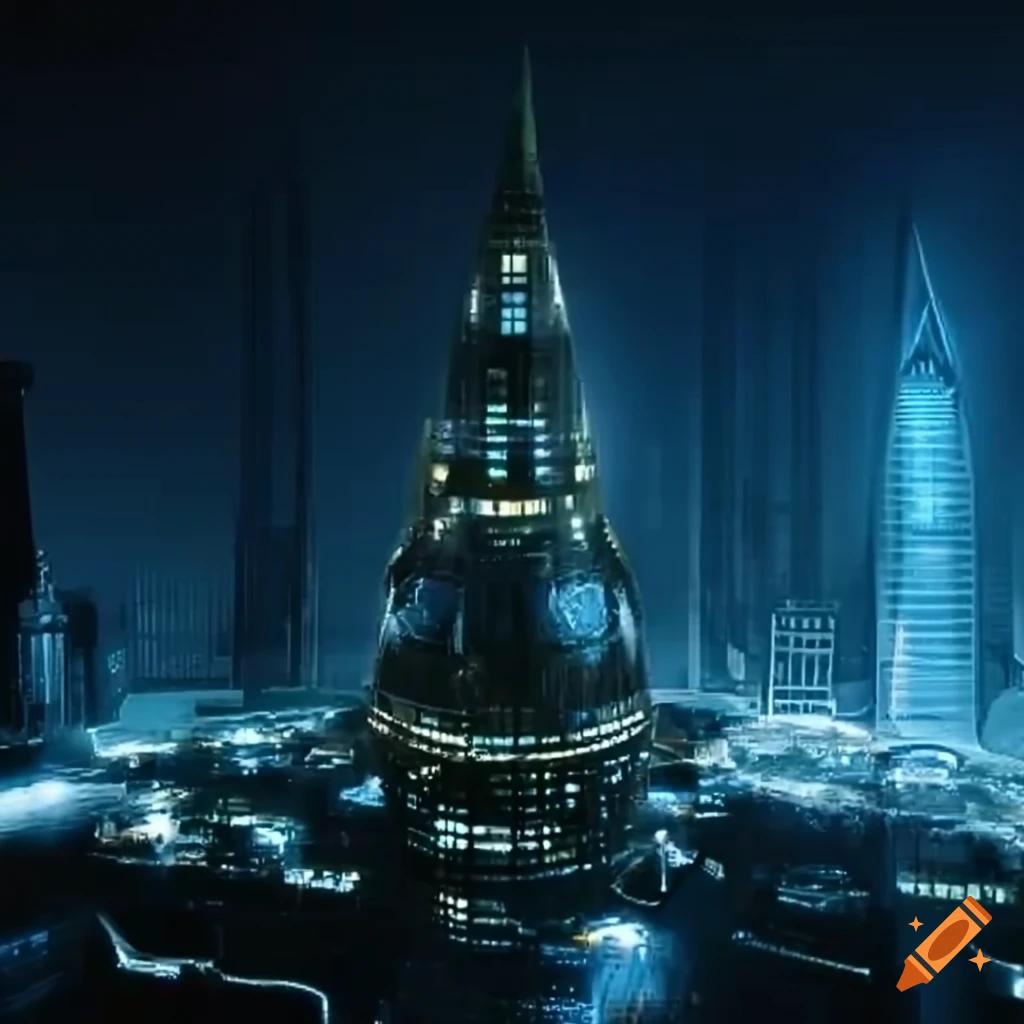 Futuristic city of a Type 2 space civilization. Towering buildings ...