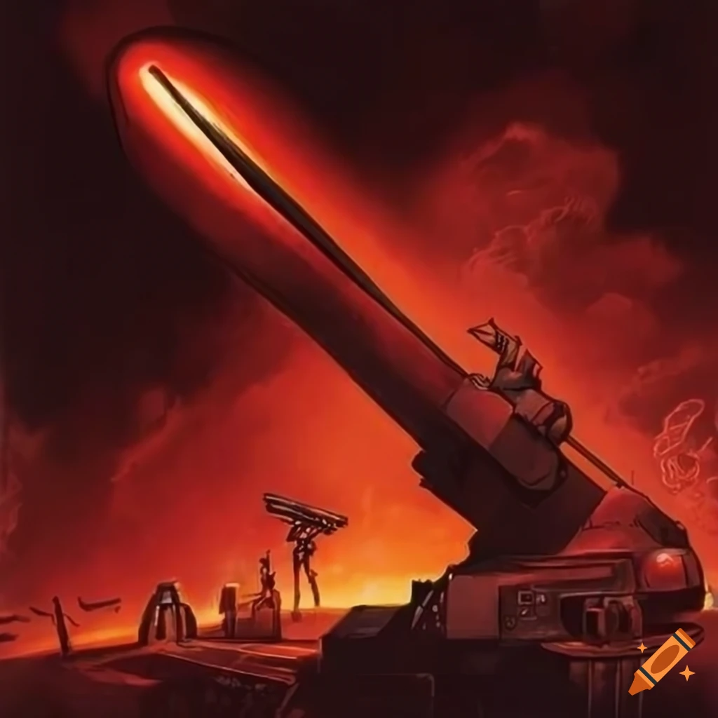 70s sci fi artillery red art