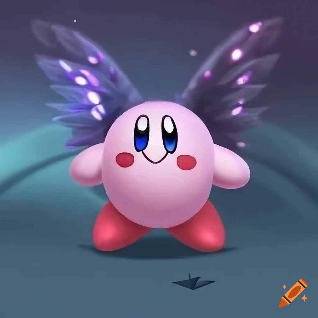 Angelic Kirby with pure white wings looking to the moon at night 8k ultra-hd surreal full ...