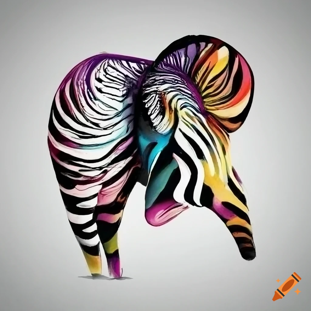 Abstract wildlife art in black ink on white background