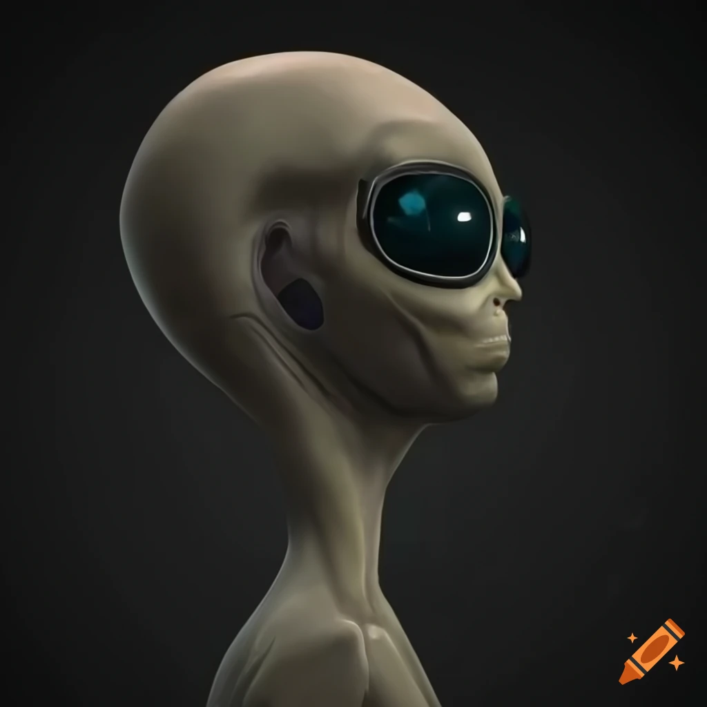 Side profile of alien wearing sunglasses