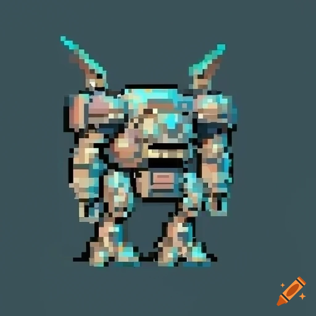 Pixel art mech design simple