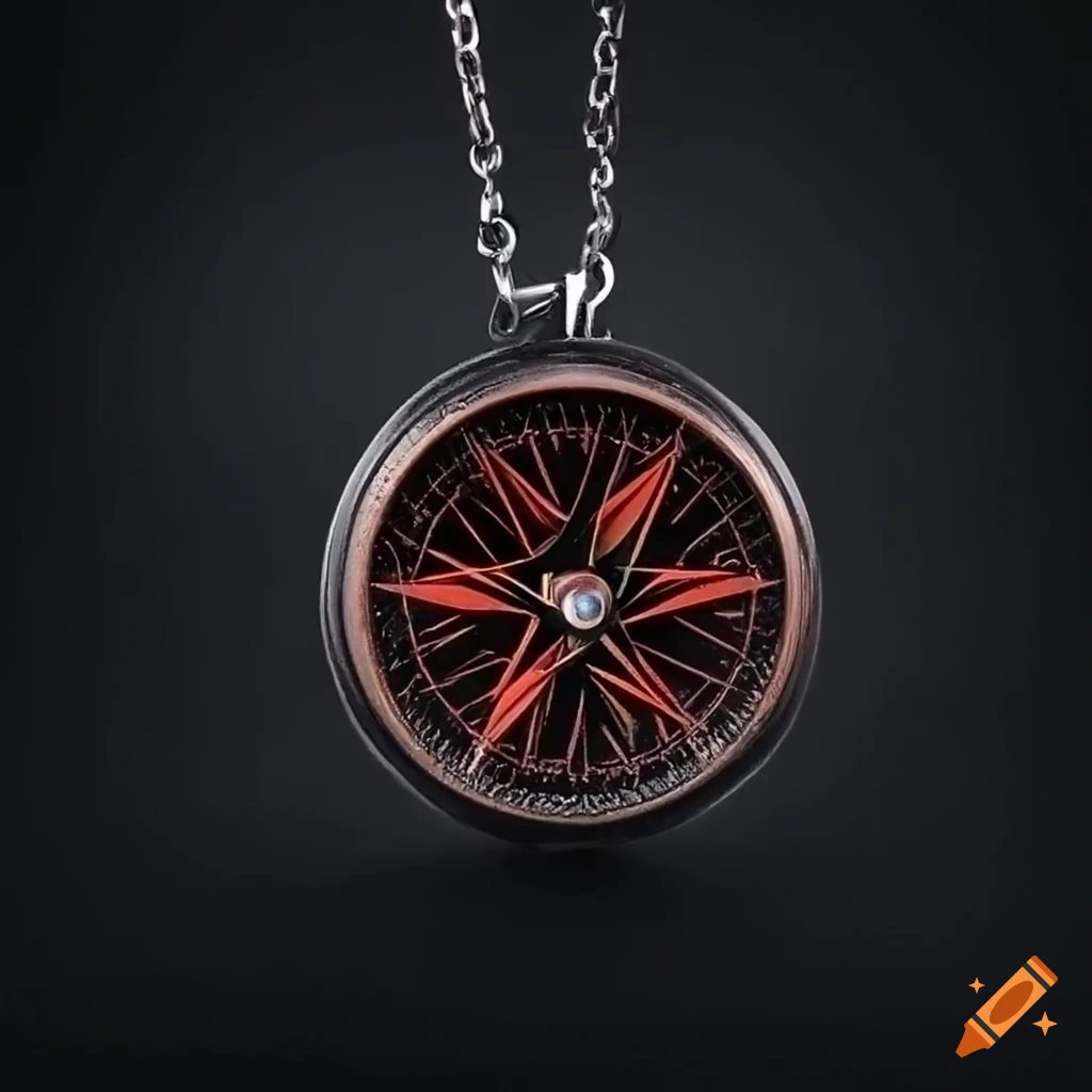 A beautiful brown compass necklace for travelers on Craiyon
