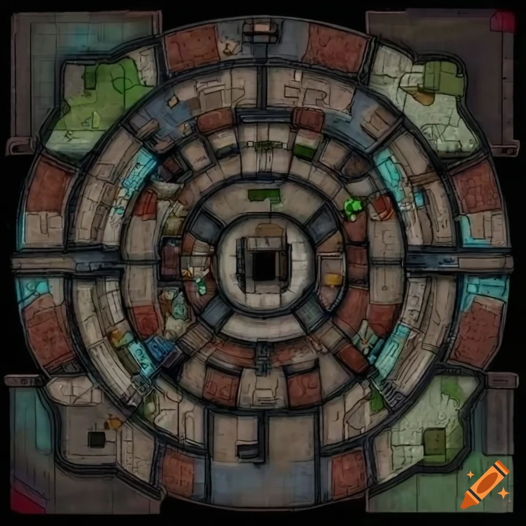 Rpg_map_of_a_vast_round_multiversal_travel_laboratory_with_multiple ...