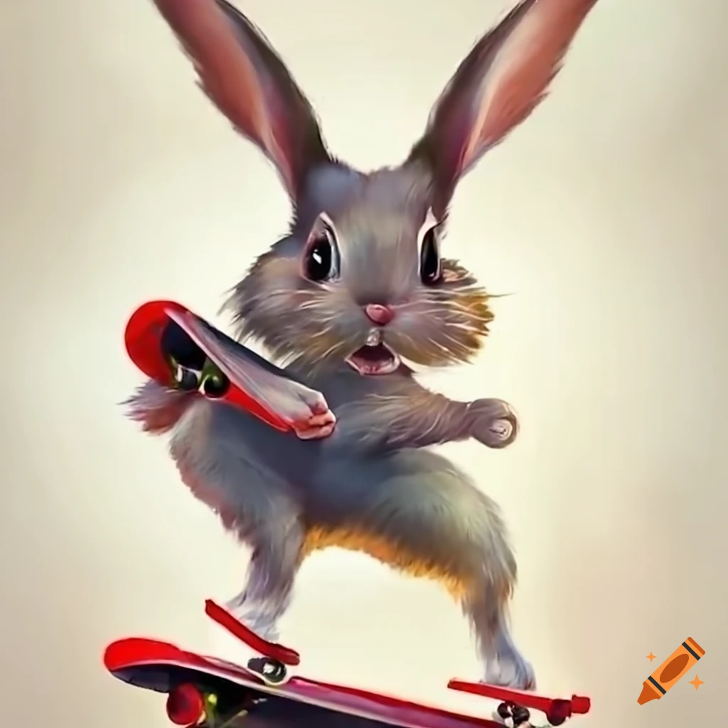 Rabbit skateboarding