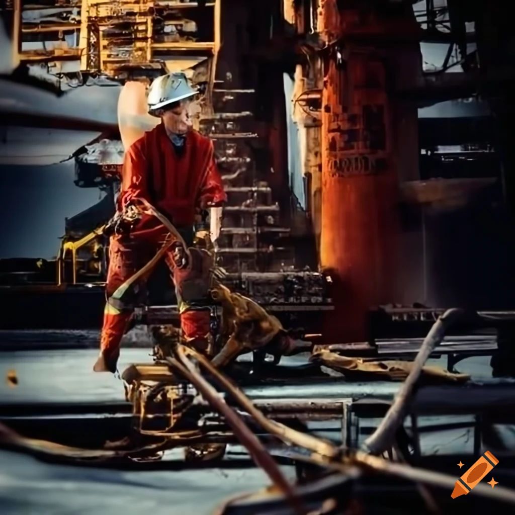 Photo of a man working on an oil rig
