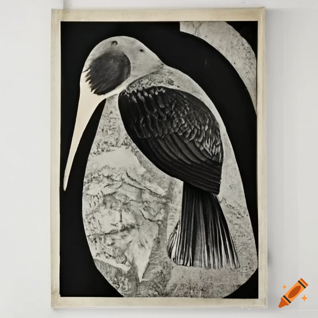 Black and white max ernst collage bird on Craiyon