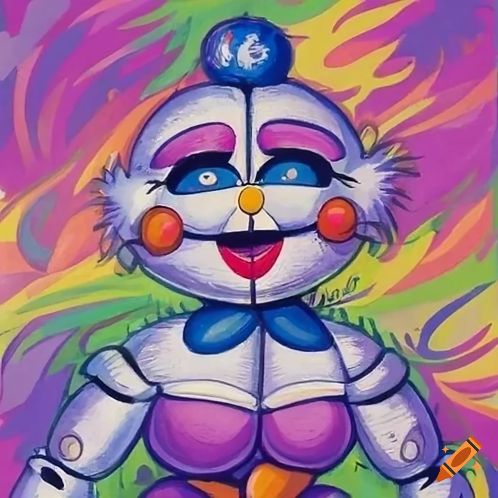 Cartoon, 2D, very vibrant, vintage 1990’s kids art, up close head and ...