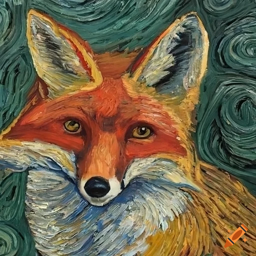 An fox oil painting looking like it was made by van gogh on Craiyon