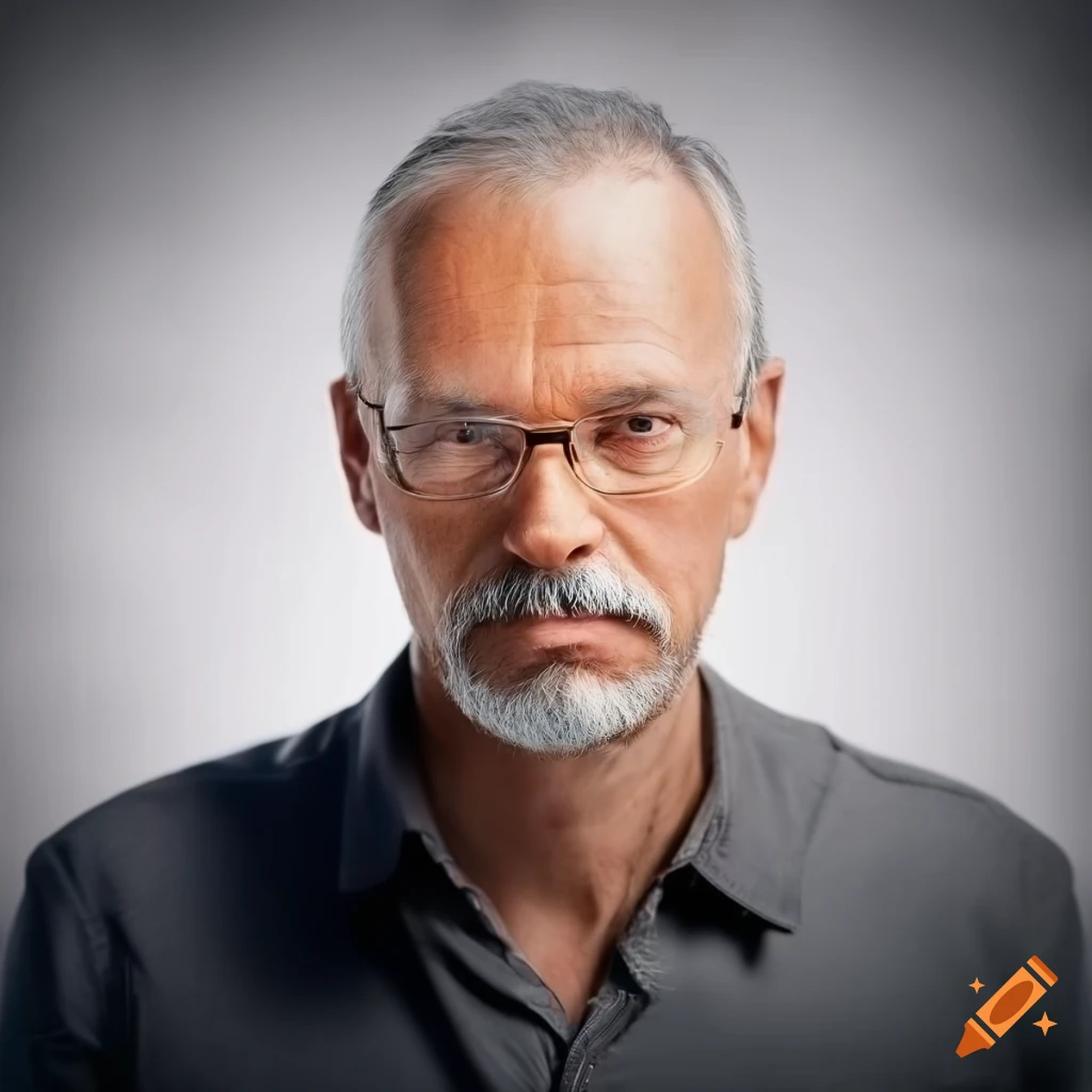 Middle aged german man portrait blank white background