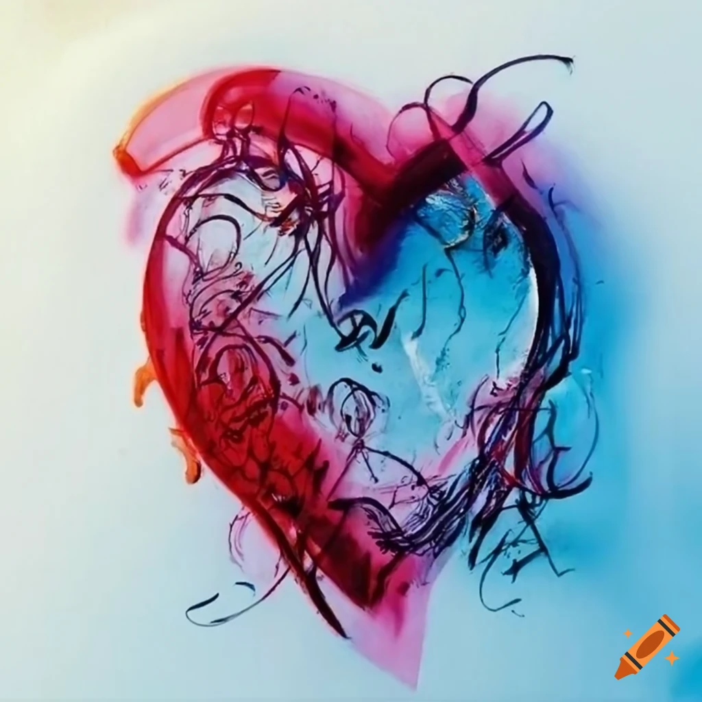 Calligraphy of 'words from the heart' on a white paper