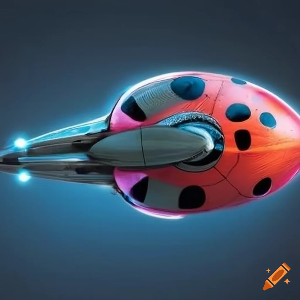 Spaceship that is in the shape of a ladybug on Craiyon