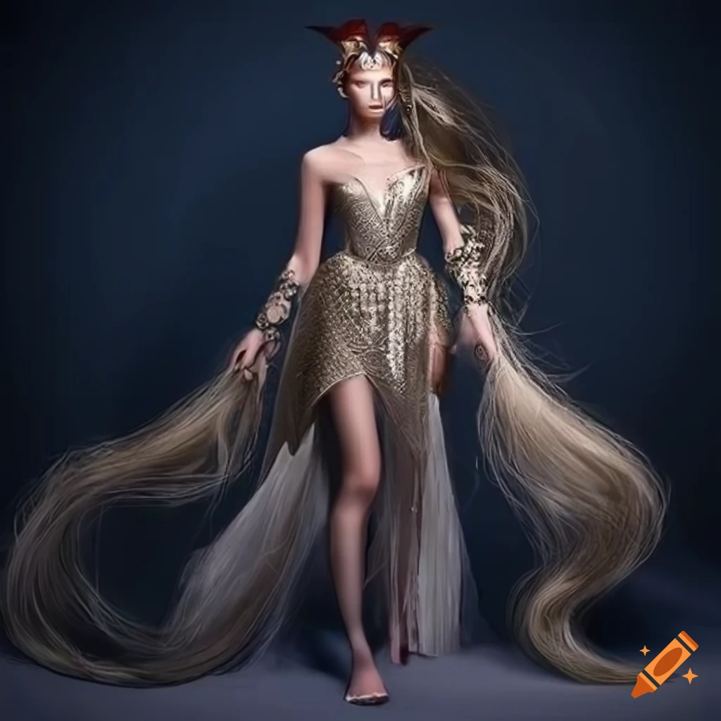 Create the full body photo of a petite elf with long silky hair that ...