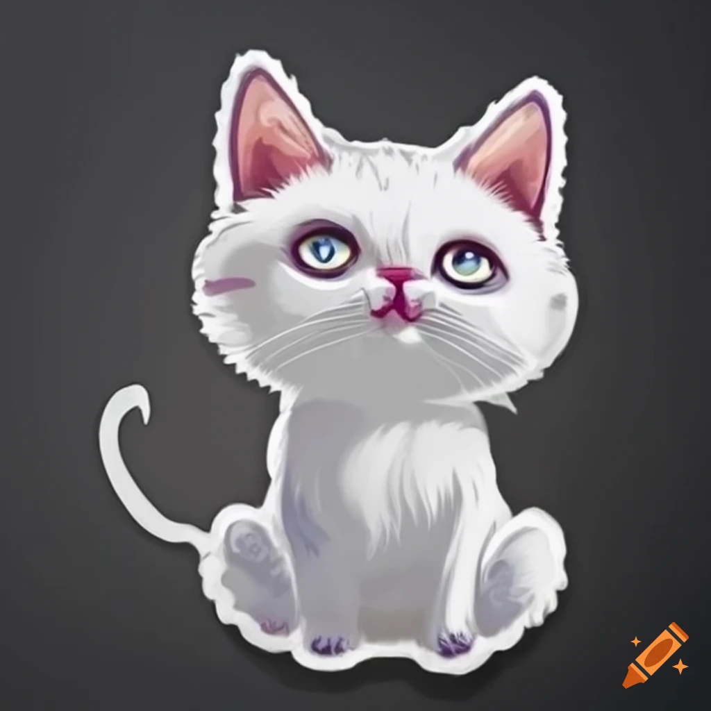 White cat sticker