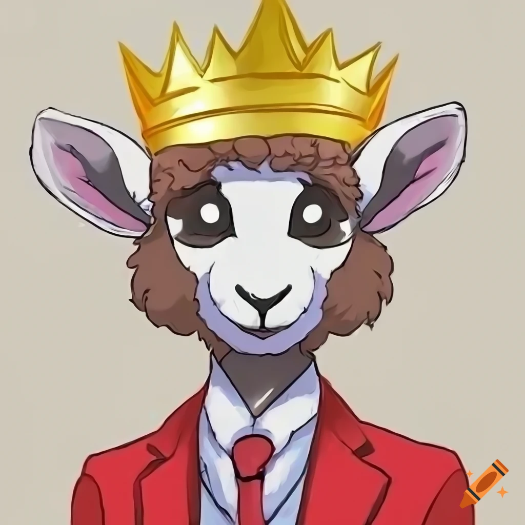 Sheep, golden crown, furry art, digitail painting, profile picture ...