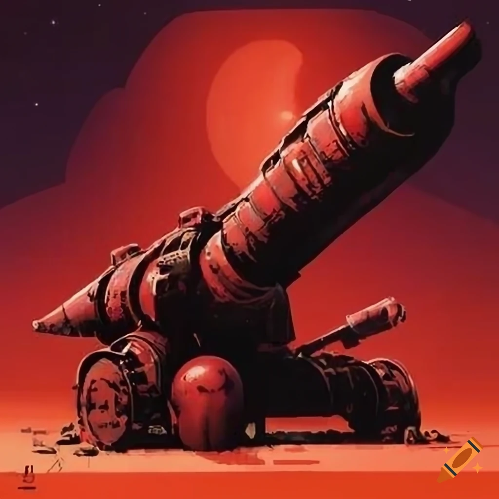 70s sci fi artillery red art