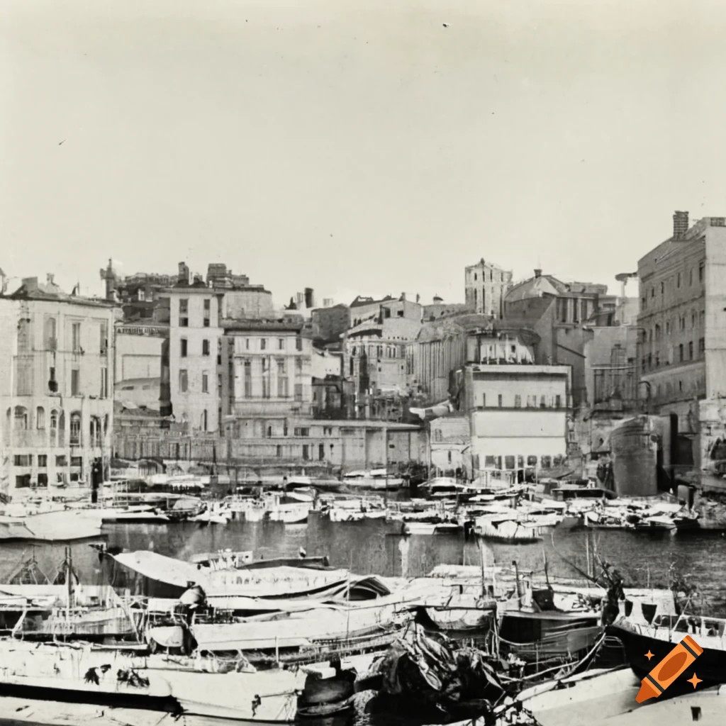 Marseille, old port, historic old photo