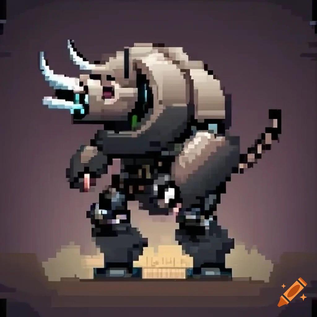 2d robot rhino game sprite