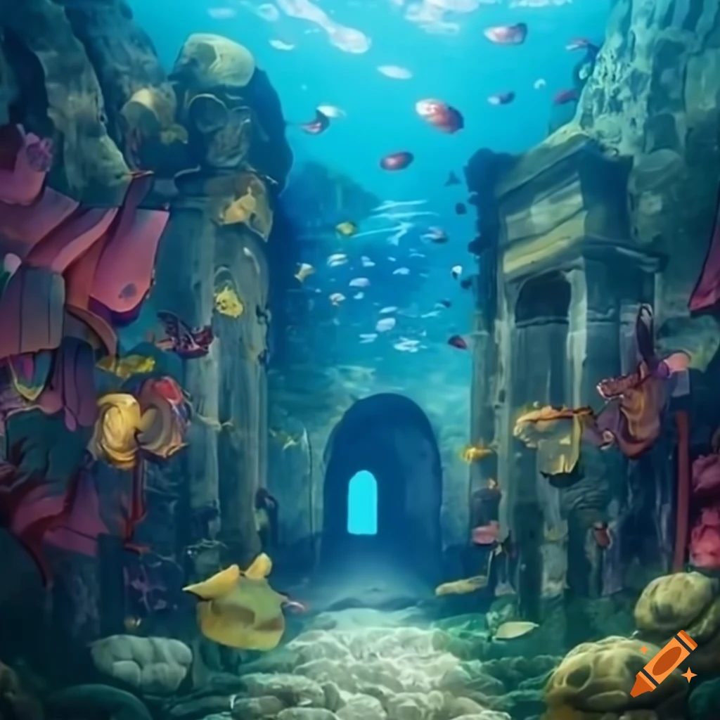 A stunning underwater view of an spanish colonial stone arch