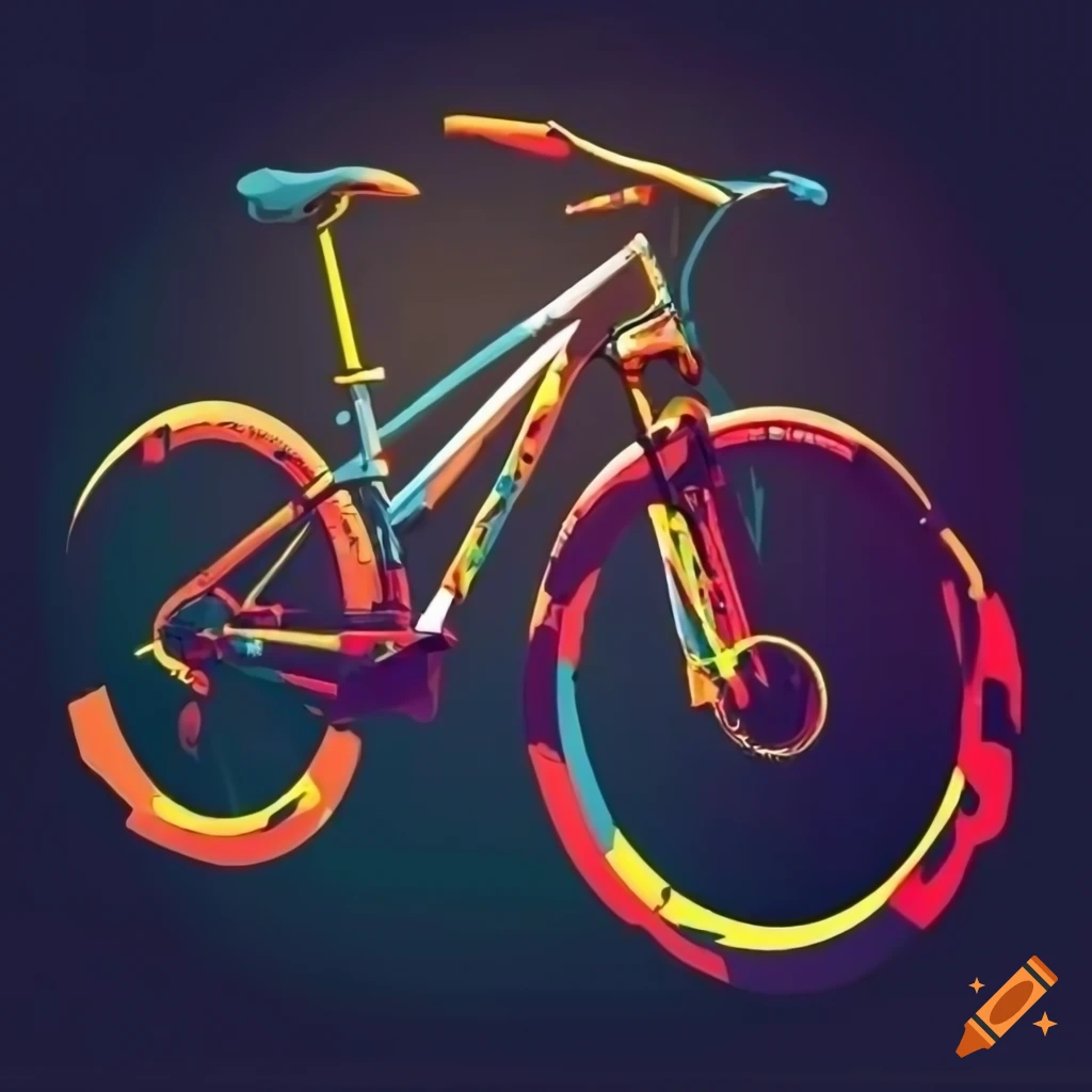 Detailed mountain bike graphic on white background