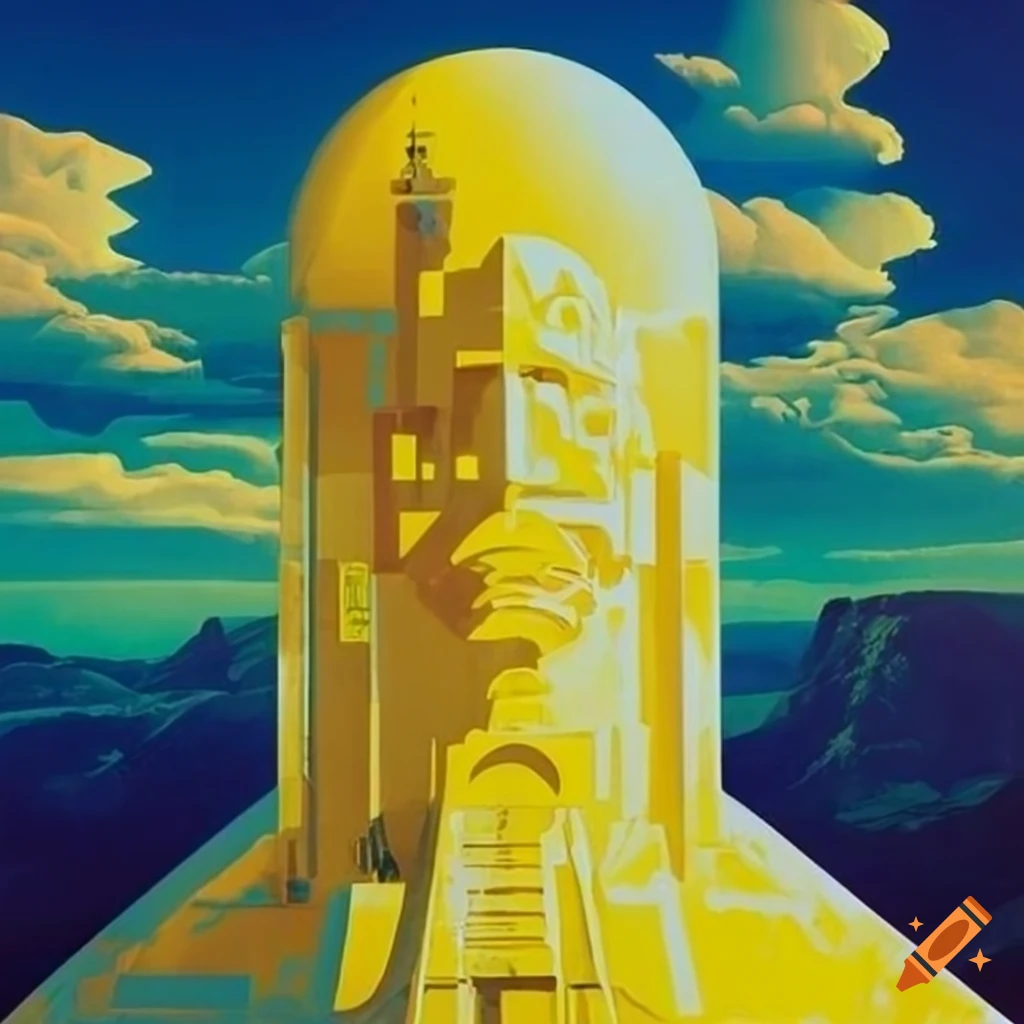 70s sci fi monument yellow art
