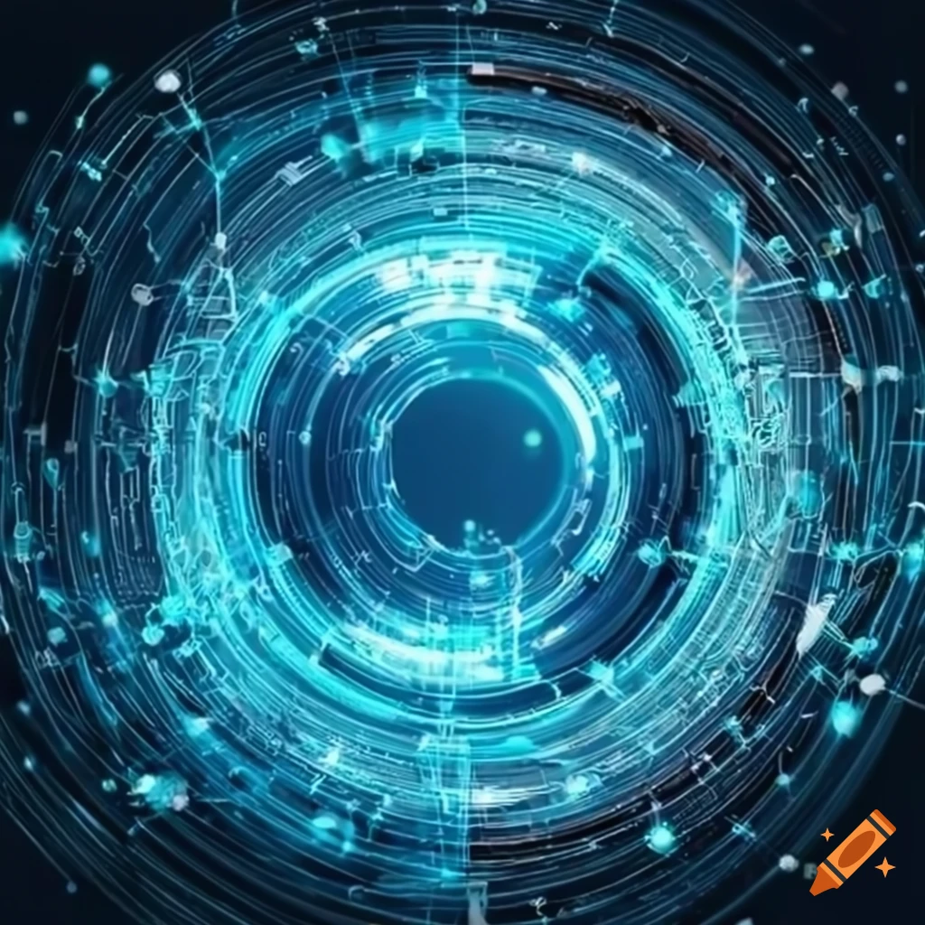 Network topology with various devices and connected services 4k on Craiyon