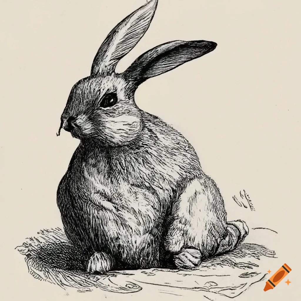 Crying rabbit in in 18th century drawing style on Craiyon