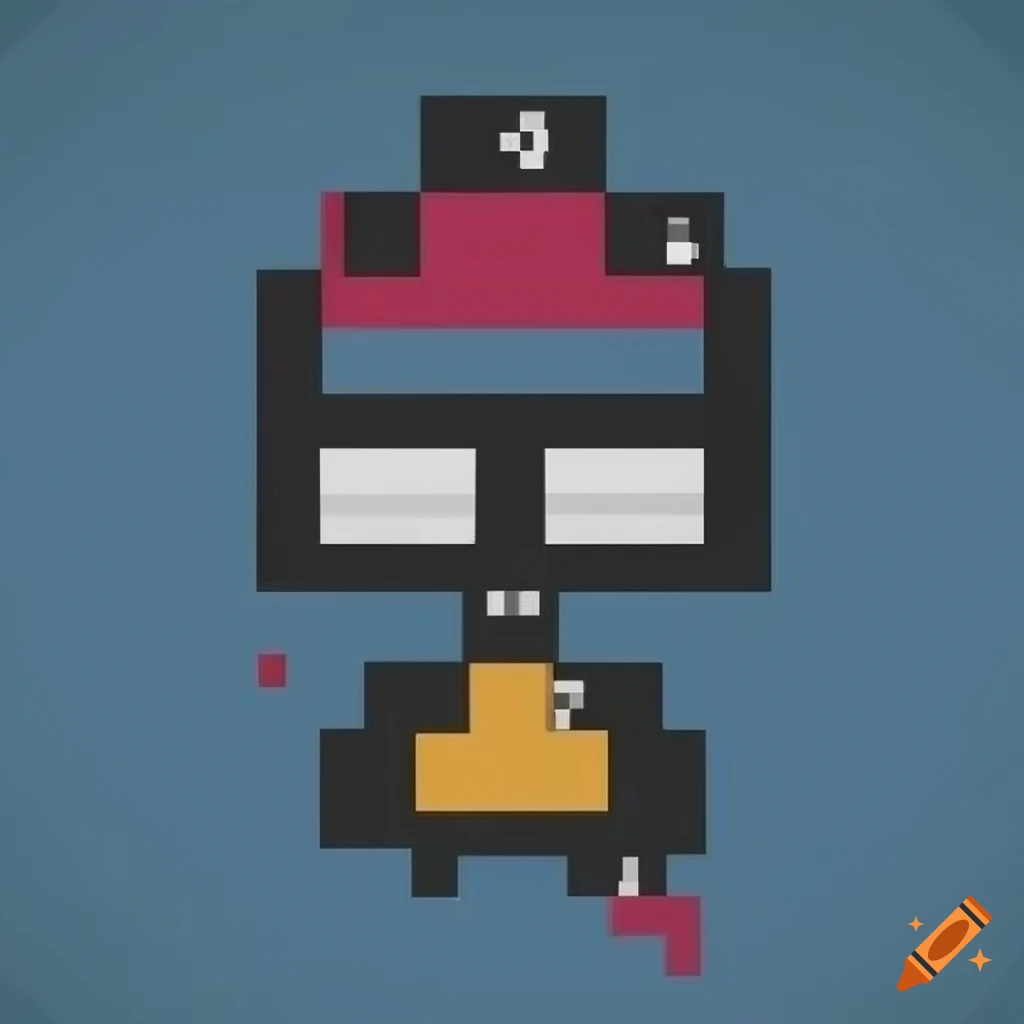 Space invader face pixel basquiat robot simple background on Craiyon