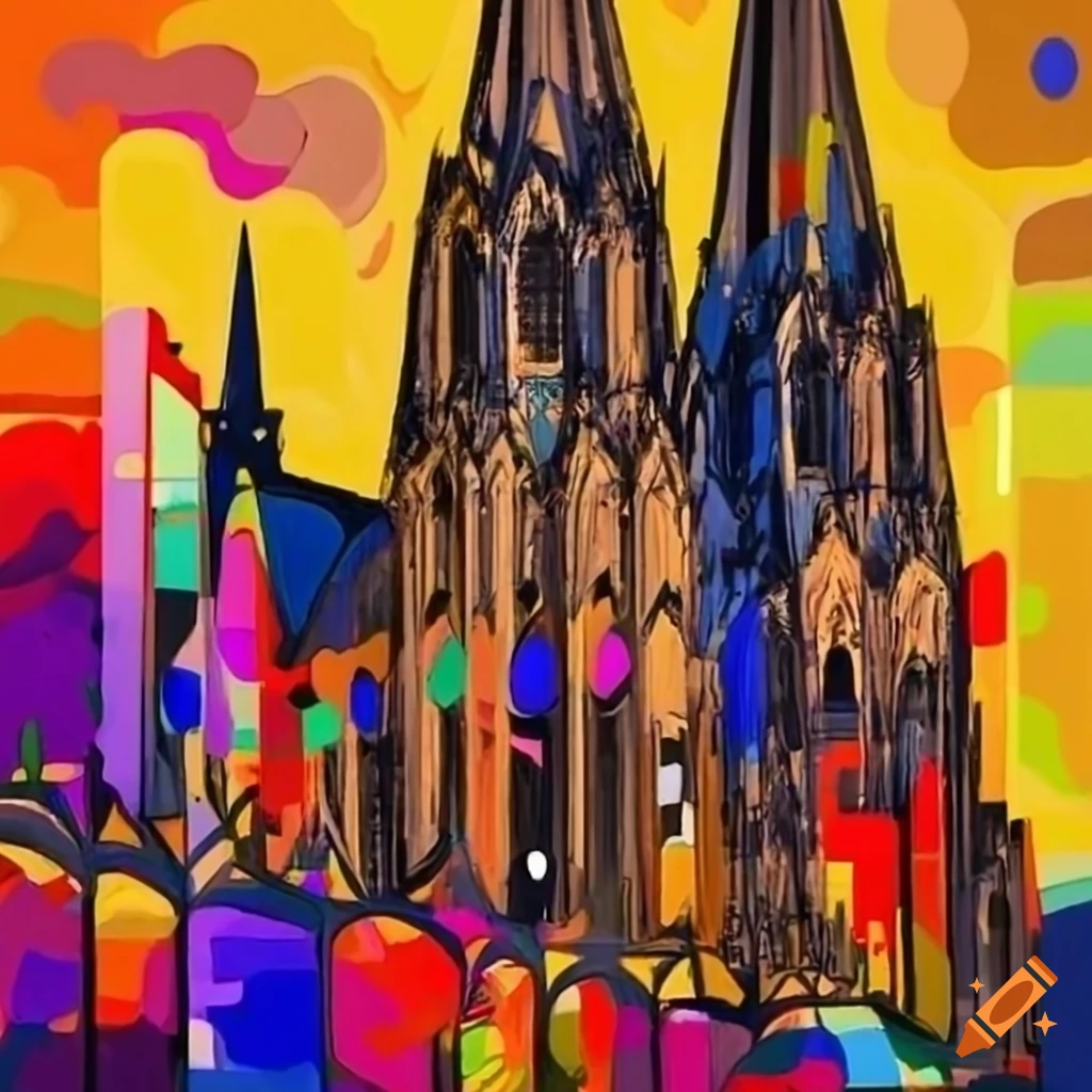 Cologne cathedral abstract art in kandinsky style on Craiyon