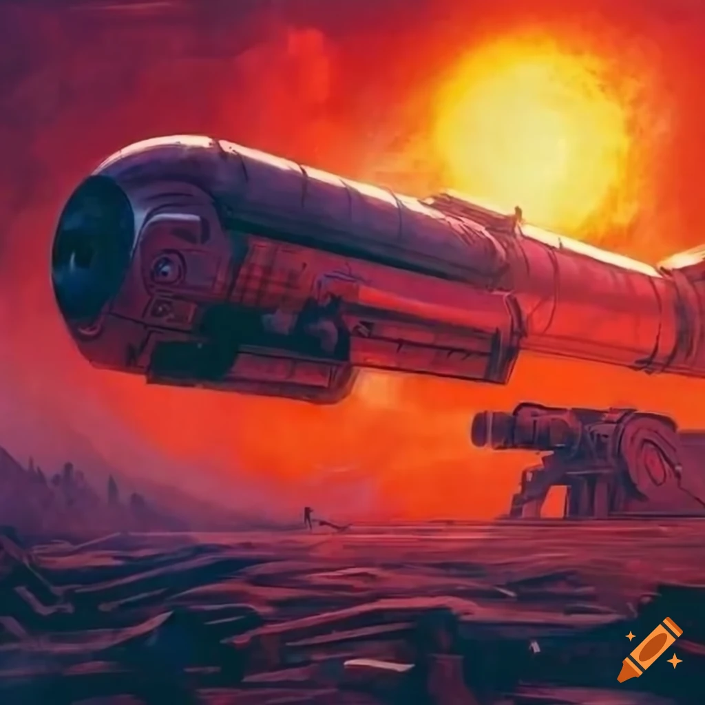 70s sci fi artillery red art