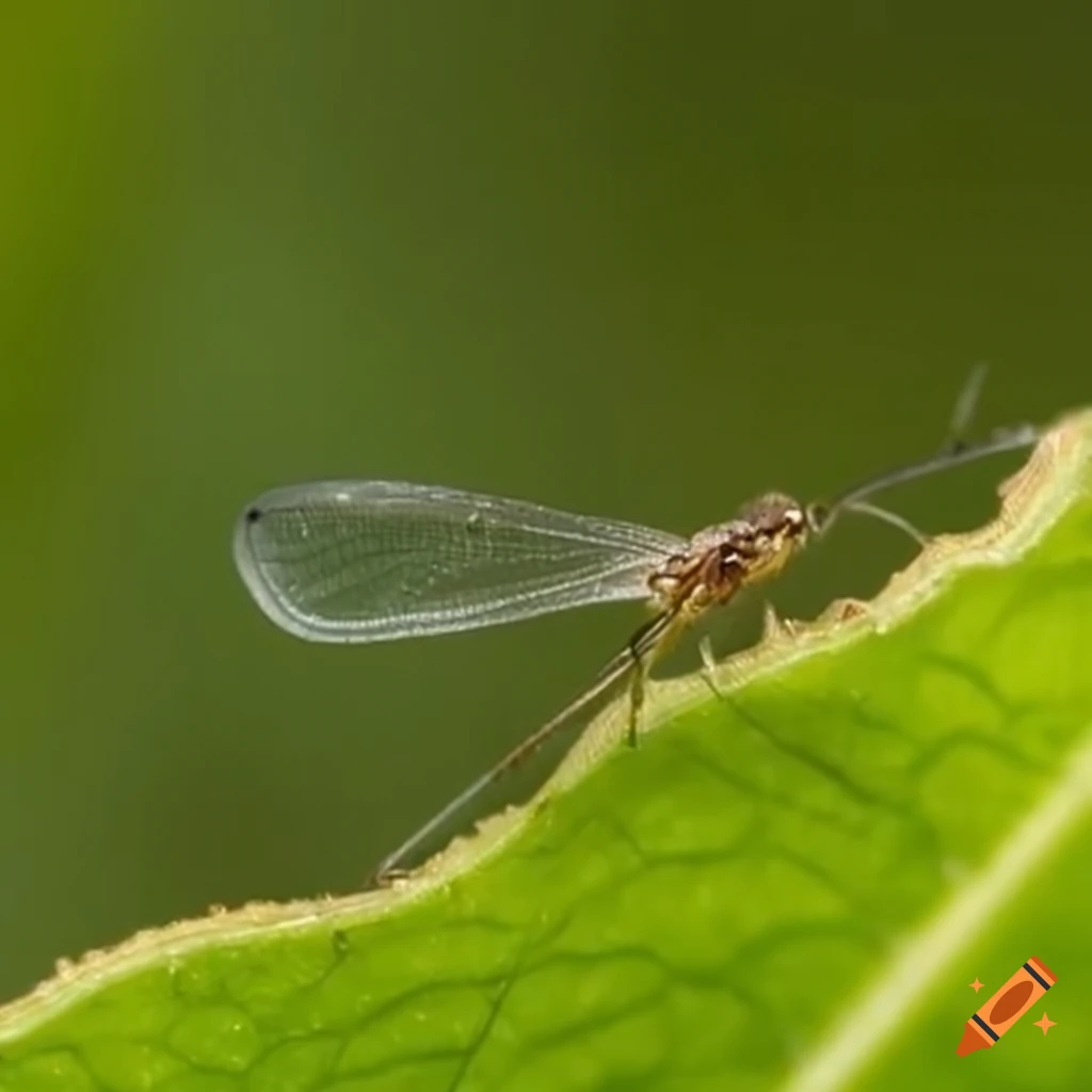 A small insect with transparent wings and a long tail