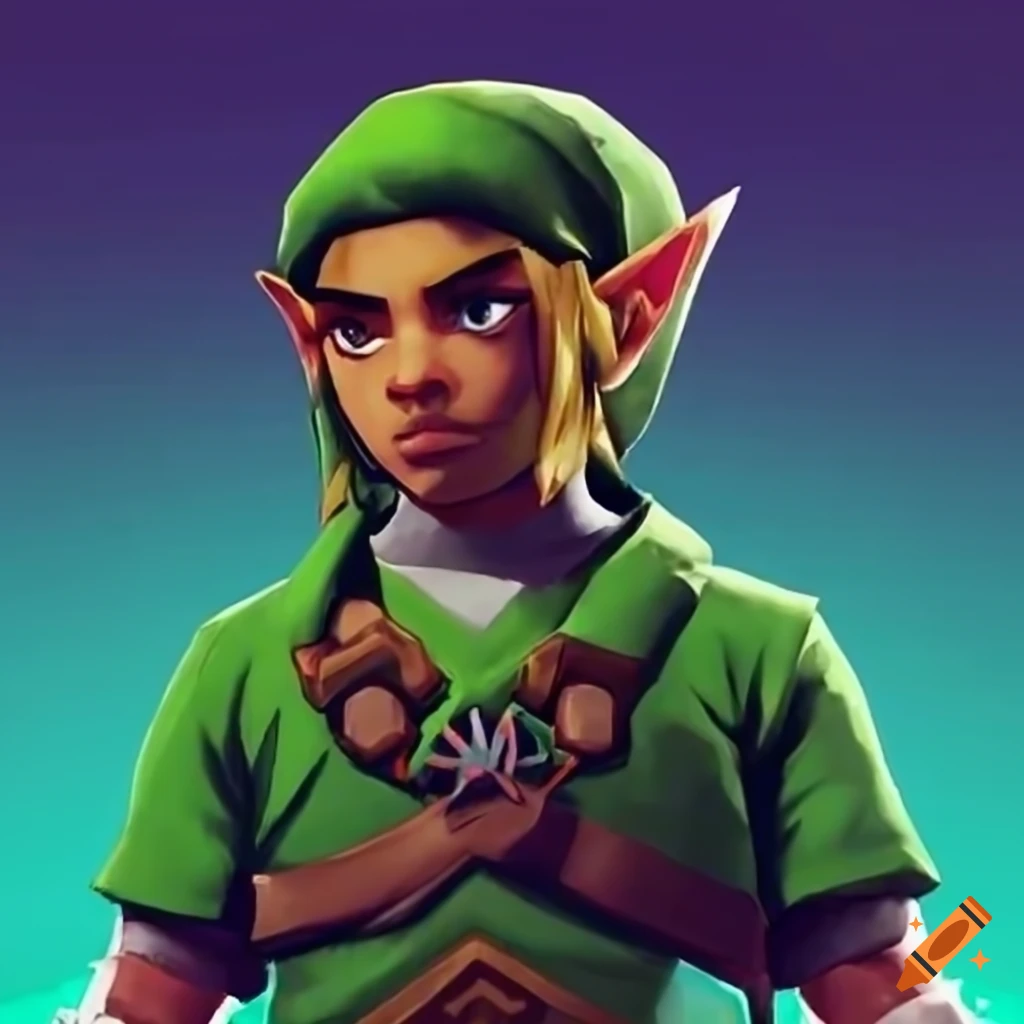 Dark skin african american link wearing the link hat from legend of ...