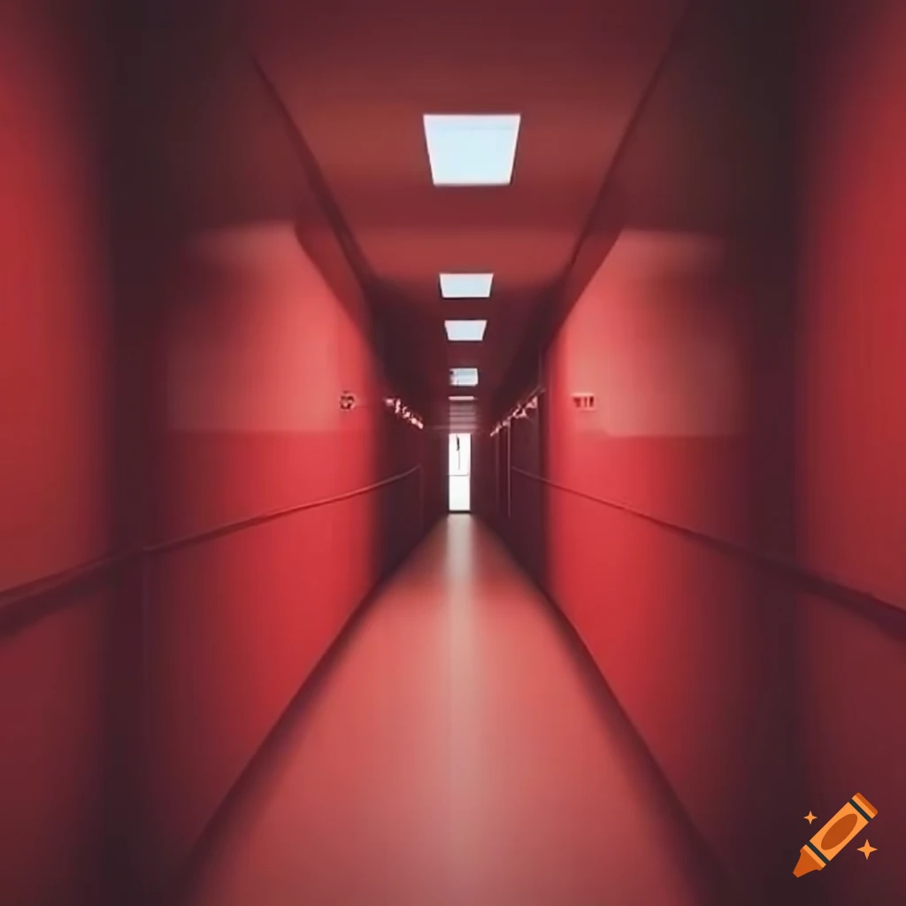 Red hospital hallway on Craiyon