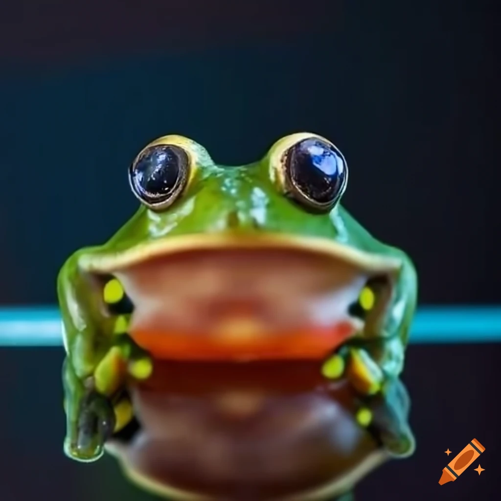 Frog doing a science experiment in a lab on Craiyon